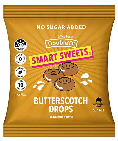 Smart Sweets Butterscotch Drops (Double ‘D’) | No Added Sugar, High Fibre