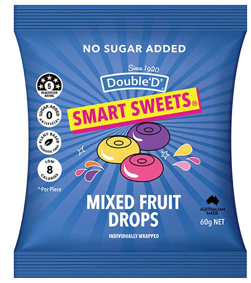 Smart Sweets Mixed Fruit Drops | Low Sugar, High Fibre Lollies