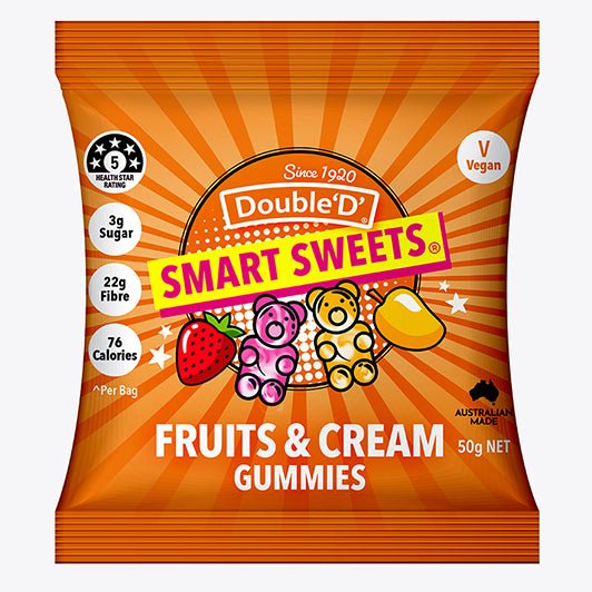 Buy Double D Fruits & Cream Gummy Bear Smart Sweets @ Yo Keto Australia
